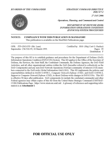 Strategic Command Directive (SD) 527-1 | Public Intelligence